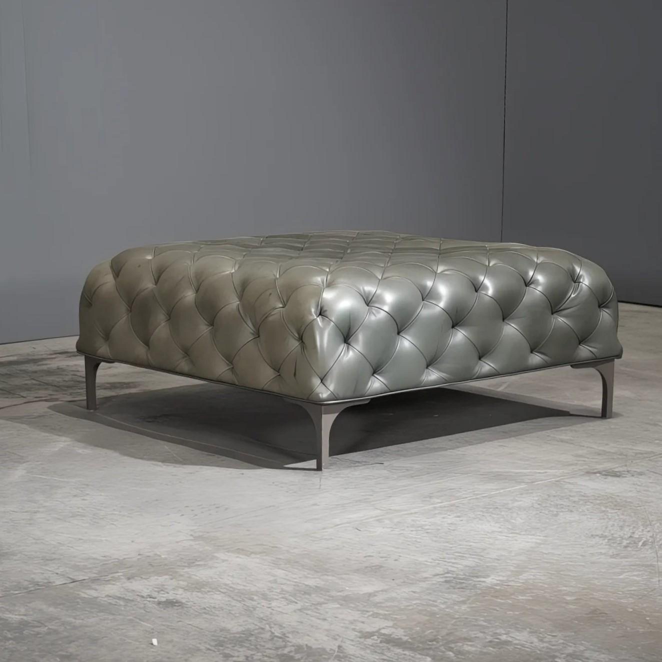 Lof's Gurian Arthur Leather Chesterfield Ottoman by Zeno Nugari For ...