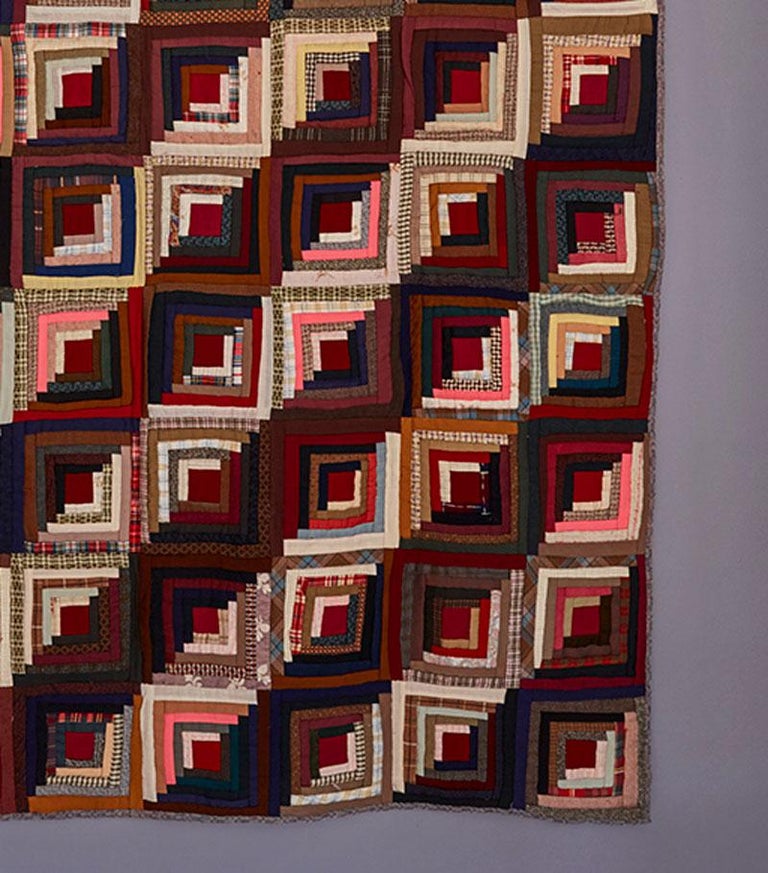 Log Cabin Patchwork Quilt at 1stDibs