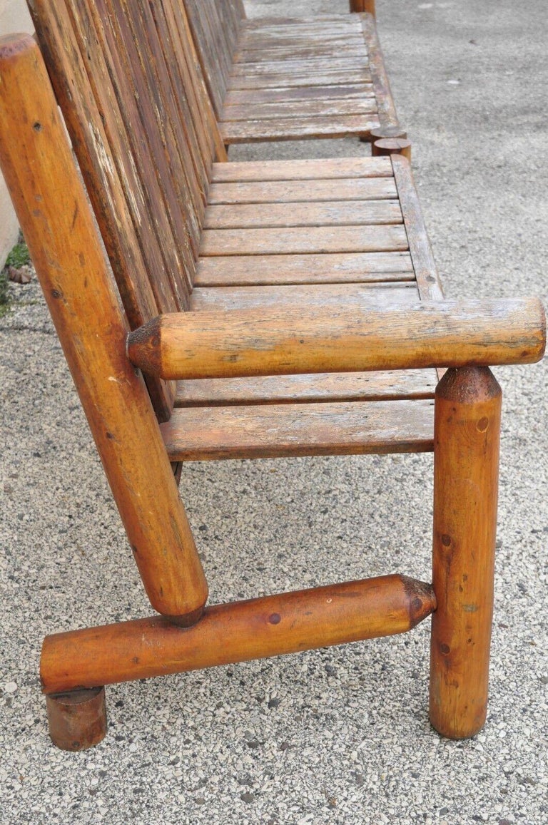 Log Cabin Primitive Adirondack Wooden Log Outdoor Bench Sofa Set, 2 Pcs ...