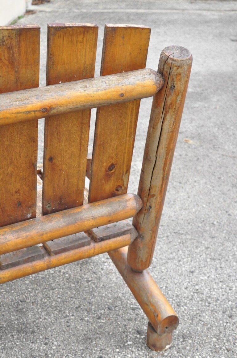 Log Cabin Primitive Adirondack Wooden Log Outdoor Bench Sofa Set, 2 Pcs ...