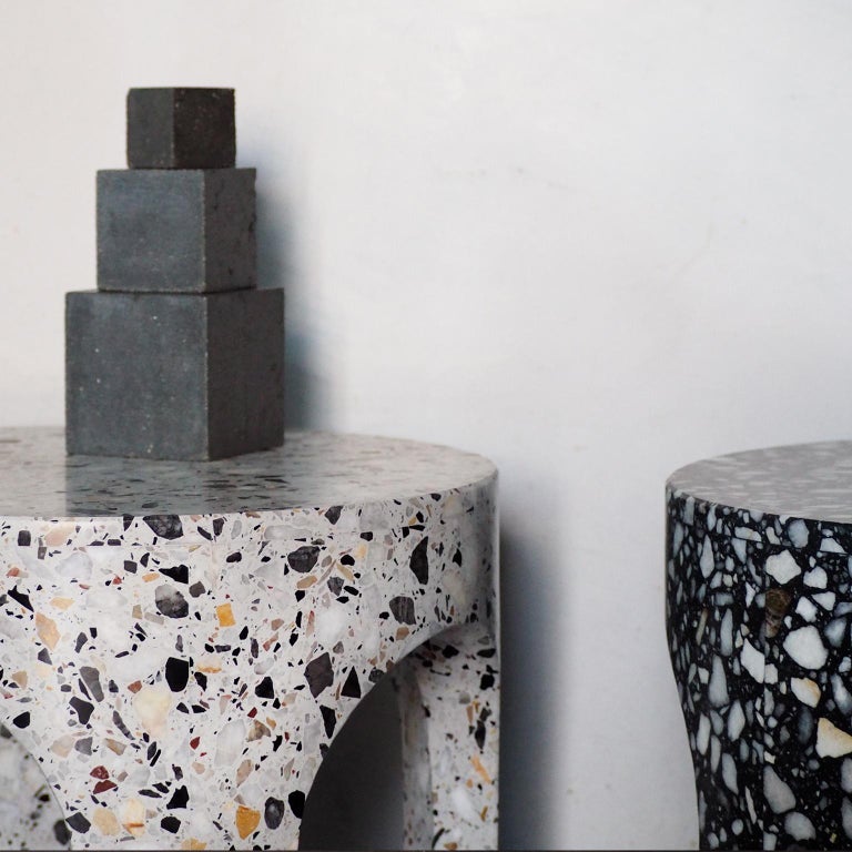 Loggia Small Side Table / White Terrazzo Marble by Portego For Sale at ...
