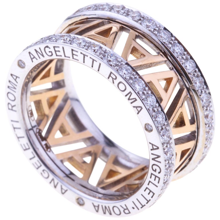 Logo Rose Gold Ring Small Size with Diamonds For Sale at 1stDibs