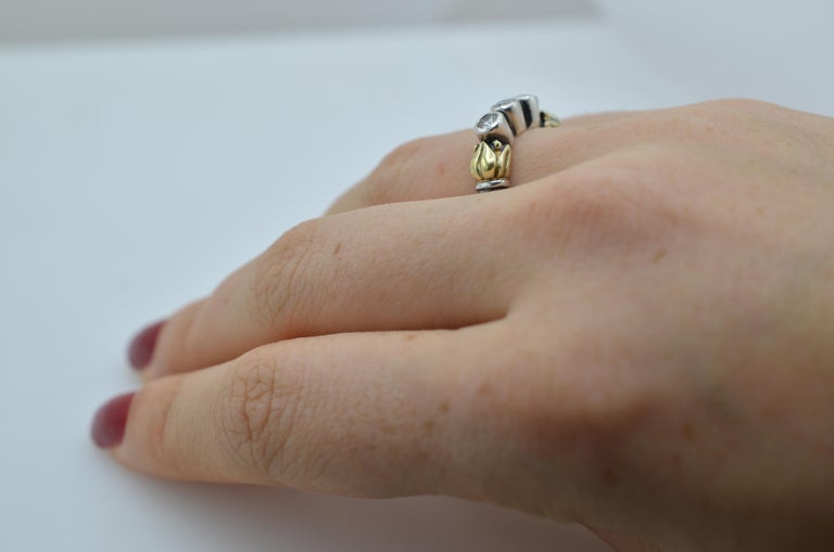 Logos Caviar Three Diamond Ring Set in Mixed Metals of Sterling and ...