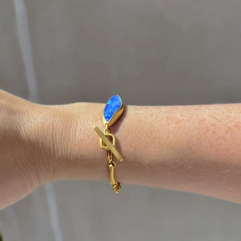 Deep Blue Boulder Opal 22k Chain One of a Kind ID Bracelet, Lola Brooks ...