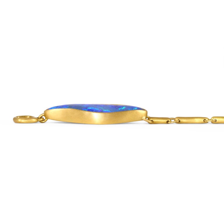 Deep Blue Boulder Opal 22k Chain One of a Kind ID Bracelet, Lola Brooks ...