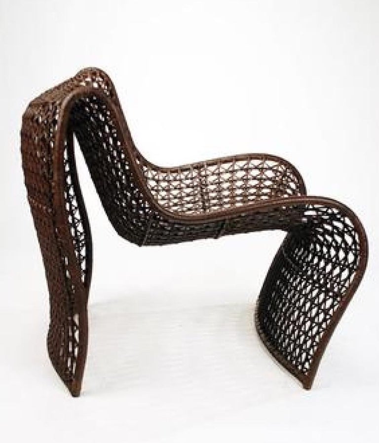 Lola Open Weave Leather Chair For Sale at 1stDibs
