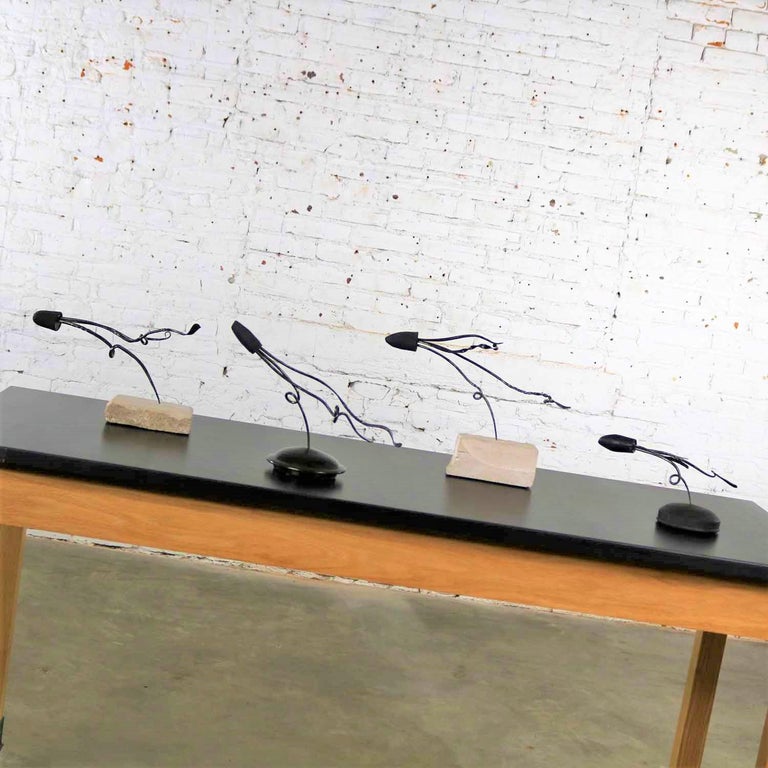 Loligo or Squid Metal Sculptures on Stone and Ceramic Bases by Larry ...