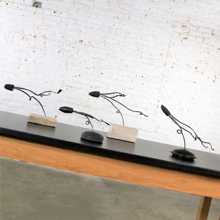 Loligo or Squid Metal Sculptures on Stone and Ceramic Bases by Larry ...