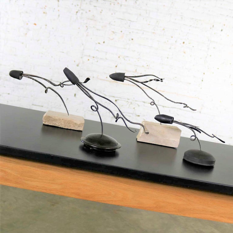 Loligo or Squid Metal Sculptures on Stone and Ceramic Bases by Larry ...