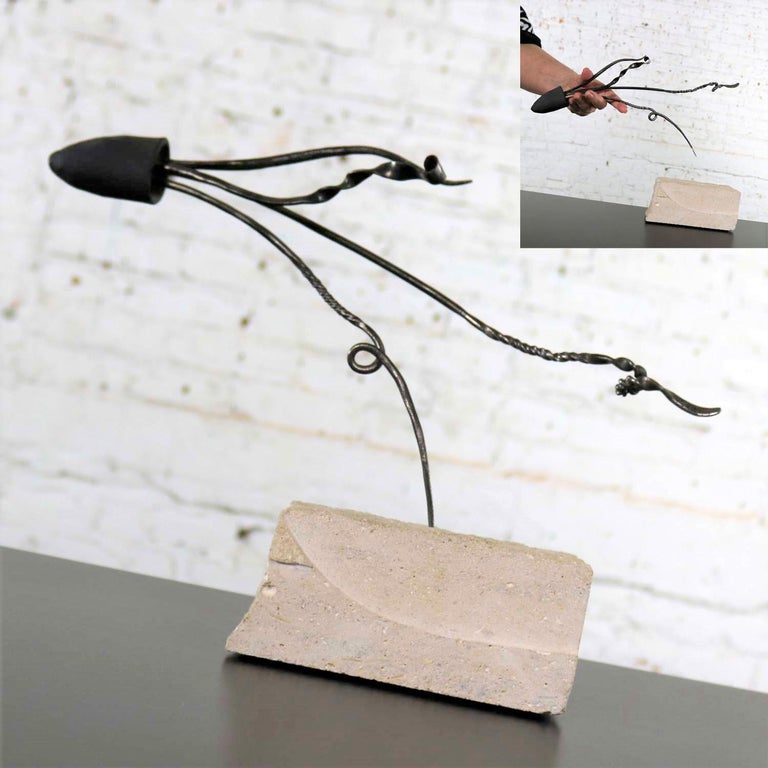 Loligo or Squid Metal Sculptures on Stone and Ceramic Bases by Larry ...
