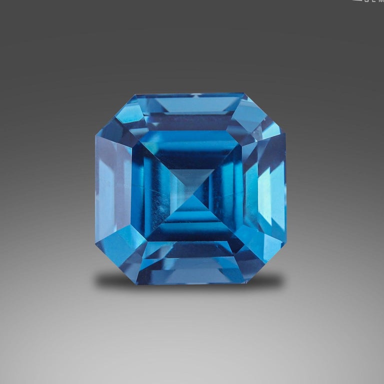 London Blue Topaz Asscher Cut 16.60 Carats For Sale at 1stDibs