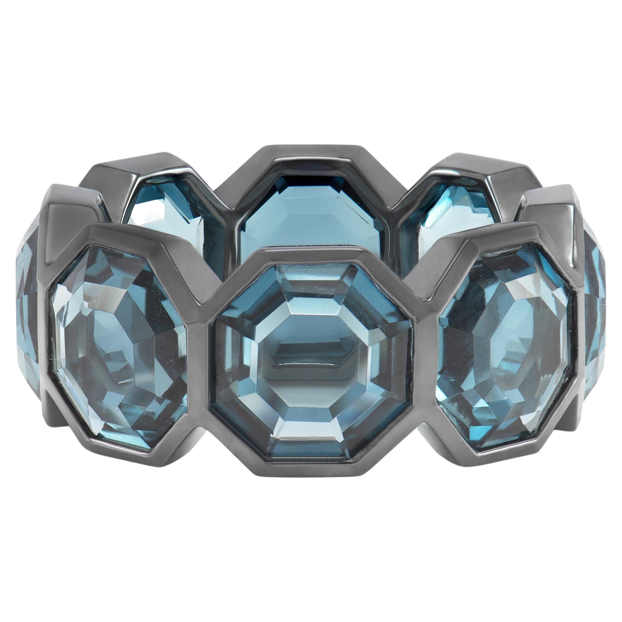 18 Karat Gold Art Deco Style Ink Ring Blue Topaz by Artist, Featured in ...