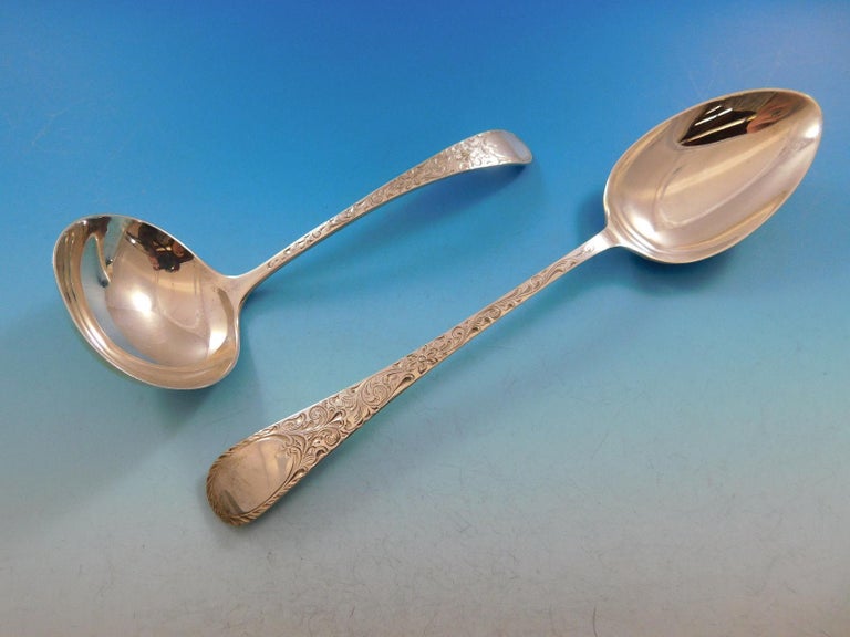 London Engraved by Birks Sterling Silver Flatware Set Service 170 ...
