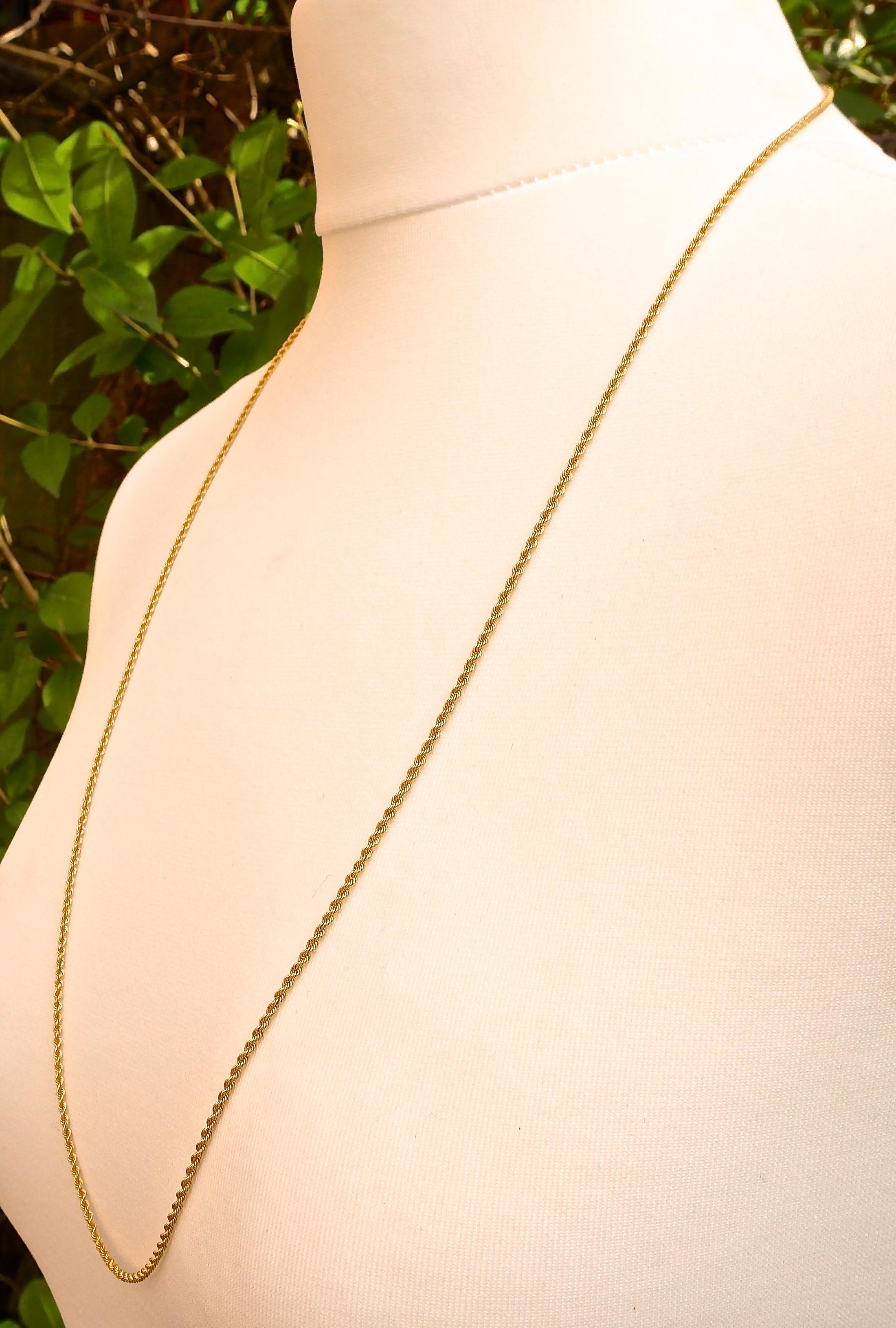 14K Gold 30 inch Rope Twist Chain Necklace at 1stDibs | 30 inch rope ...