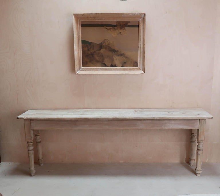 Long Antique Bleached Pine Console or Serving Table, English, 19th ...
