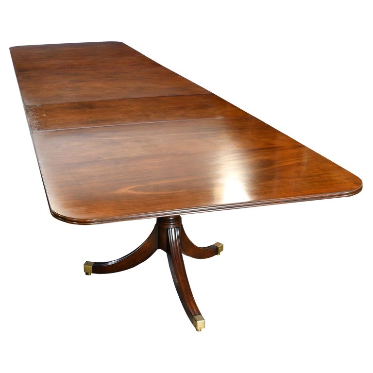 15' Antique English Banquet Dining Table in Mahogany with 3 Pedestals ...