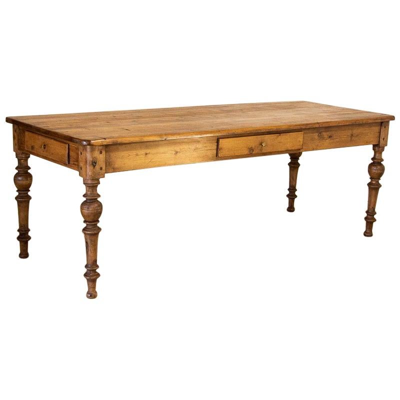 Long Antique Farm Table with Turned Legs from Denmark at 1stDibs