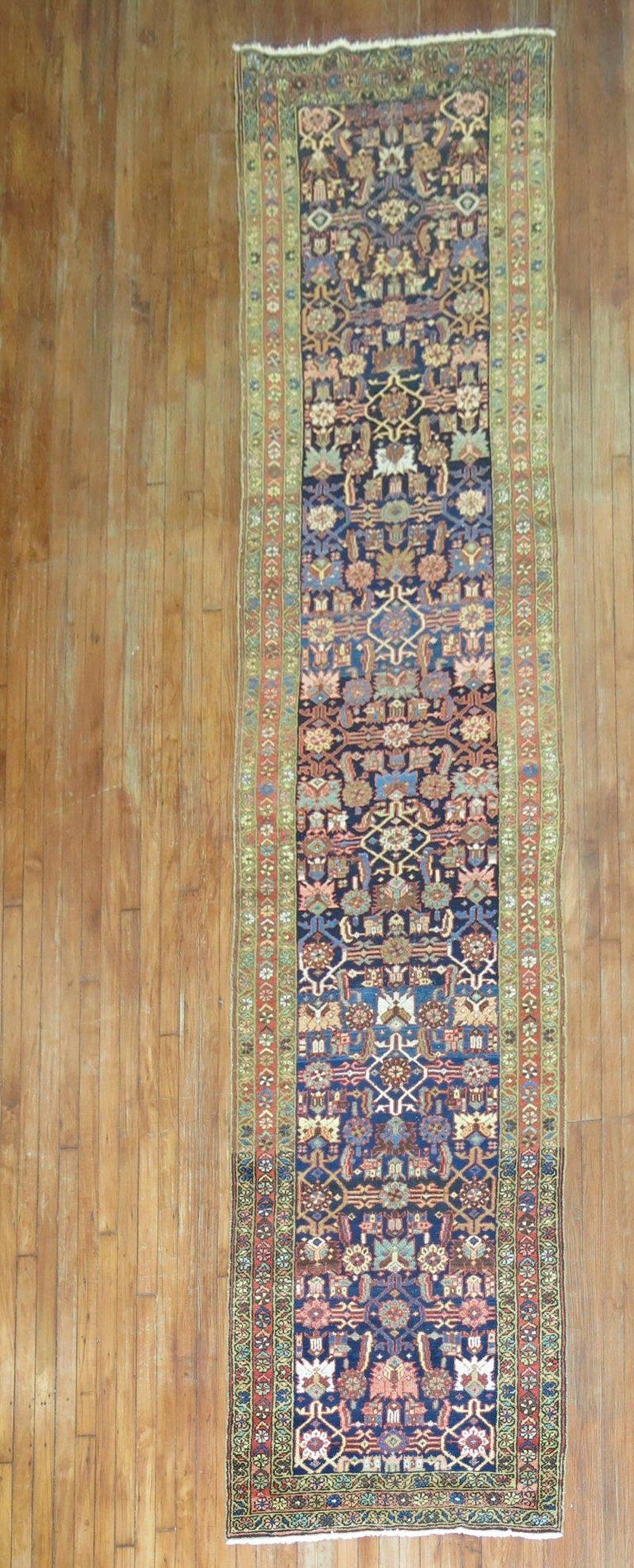 Long Antique Persian Heriz Runner For Sale at 1stDibs
