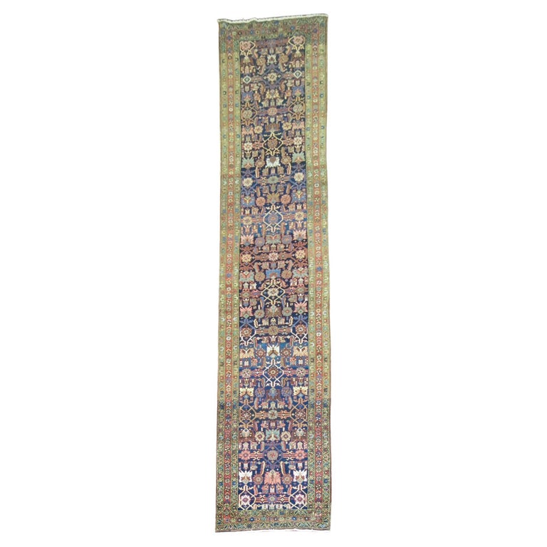 Long Antique Persian Heriz Runner For Sale at 1stDibs