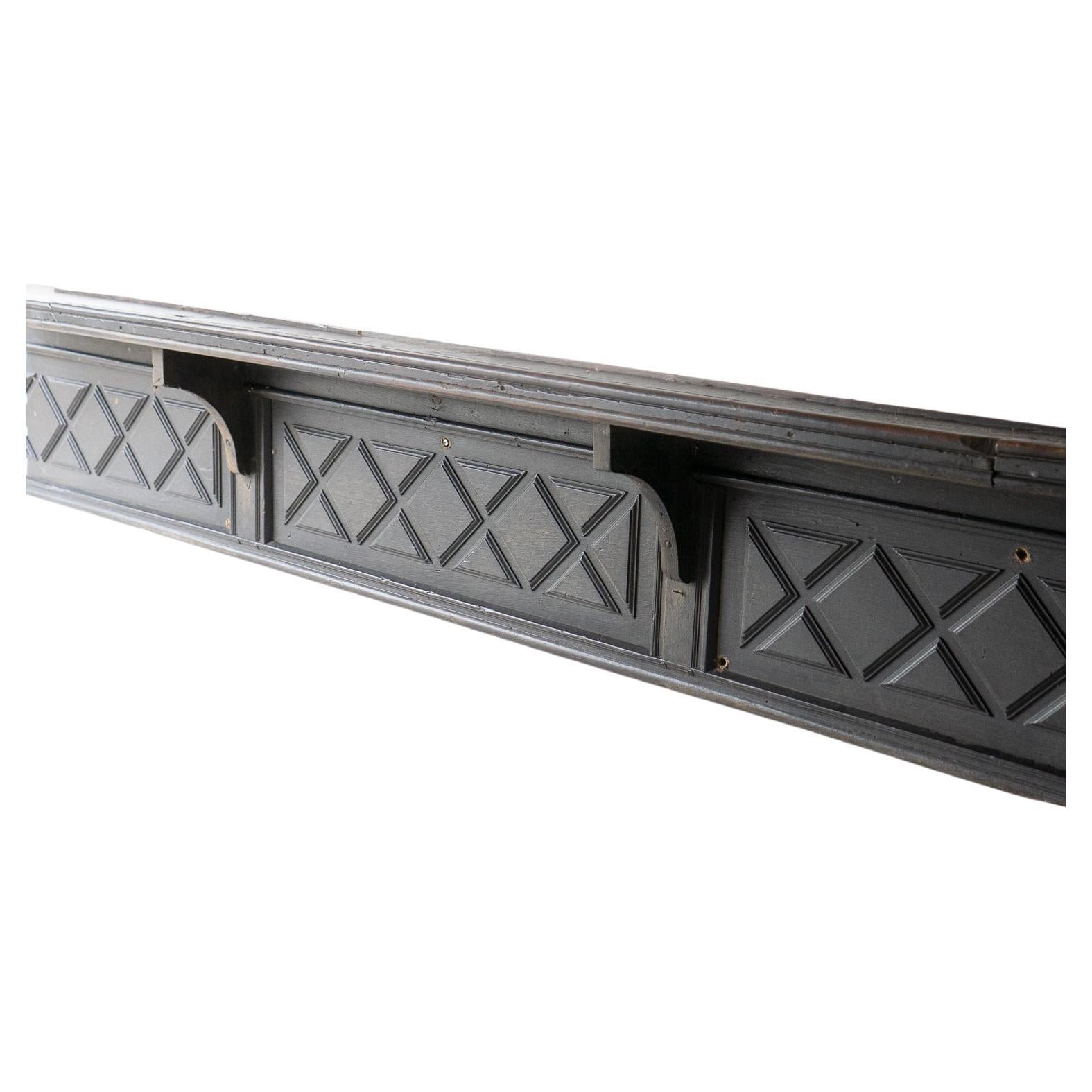 Long Antique Rustic Carved Solid Oak Wall Mounted Shelf, 19th Century ...