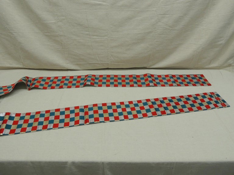 Long Asian Obi Sash in Red, Gold and Emerald Green Textile For Sale at ...