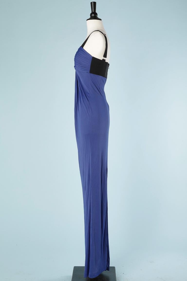 Long blue evening dress draped on the bust Emmanuel Ungaro For Sale at ...