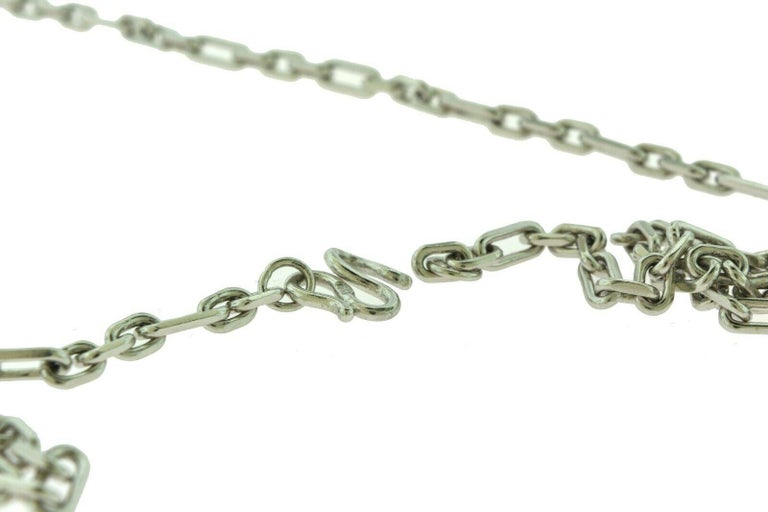 Long Box Chain Link Necklace in Platinum For Sale at 1stDibs