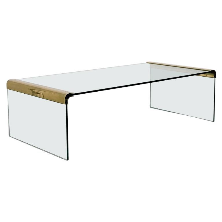 Long Brass and Glass Coffee Table at 1stDibs | long glass table