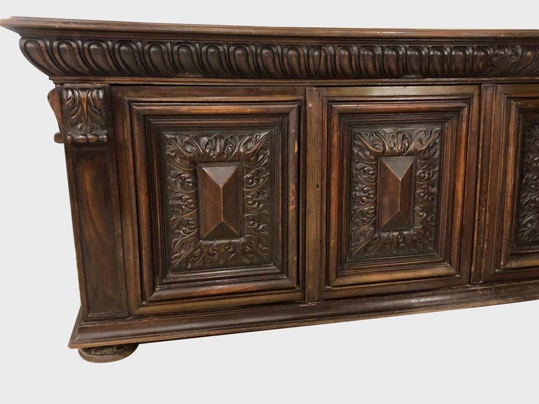 Long Carved Wood Console For Sale at 1stDibs