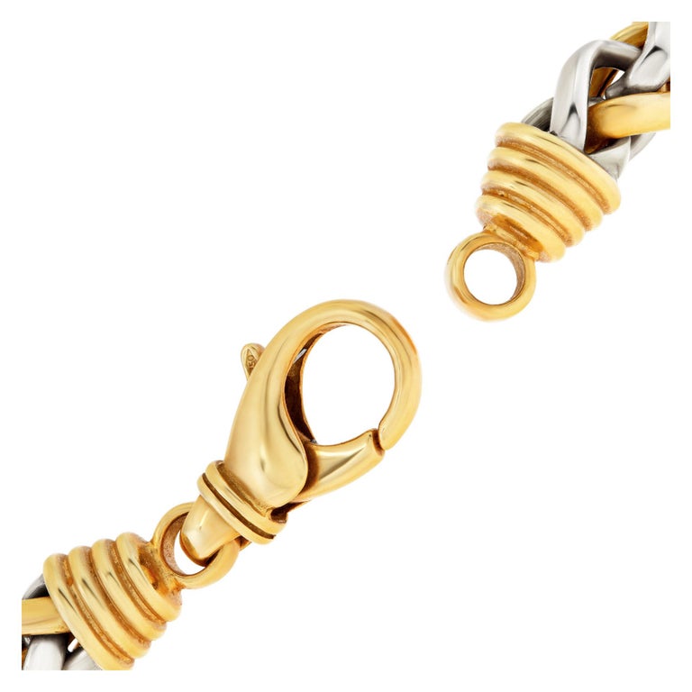 Long chain in 18k white and yellow gold - 30 inch length For Sale at ...