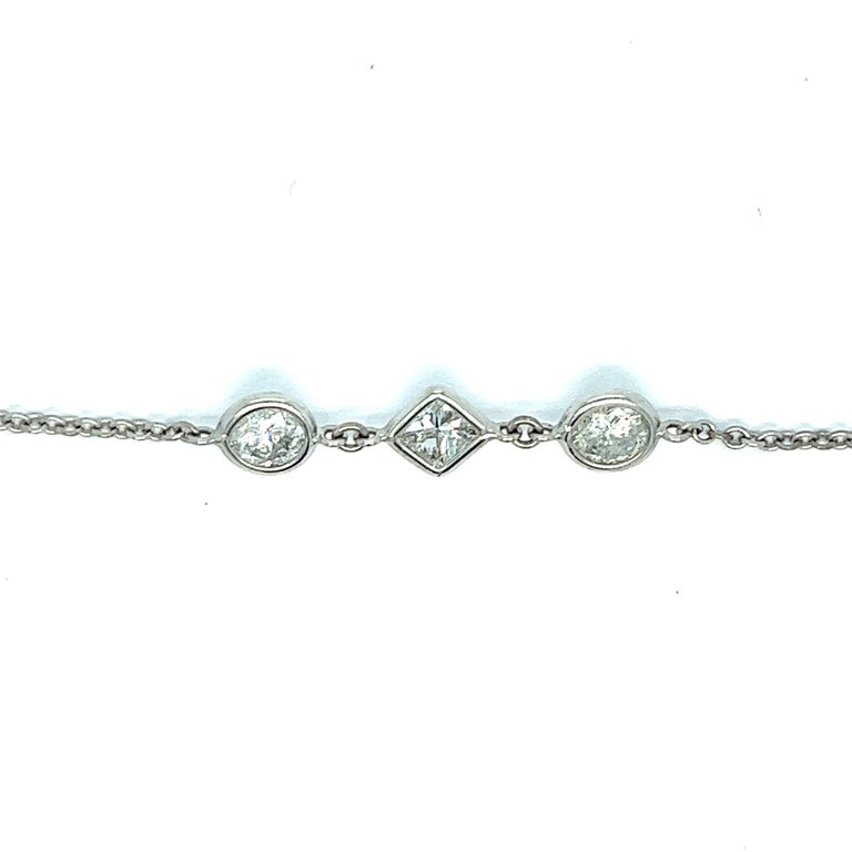 Long Chain Yard Diamond White Gold Necklace For Sale at 1stDibs