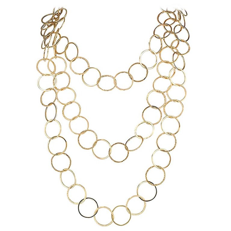 Long Chain Yellow Gold Link Necklace at 1stDibs