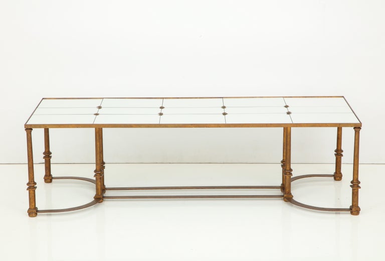Long Coffee Table with Bow Metal Base For Sale at 1stDibs