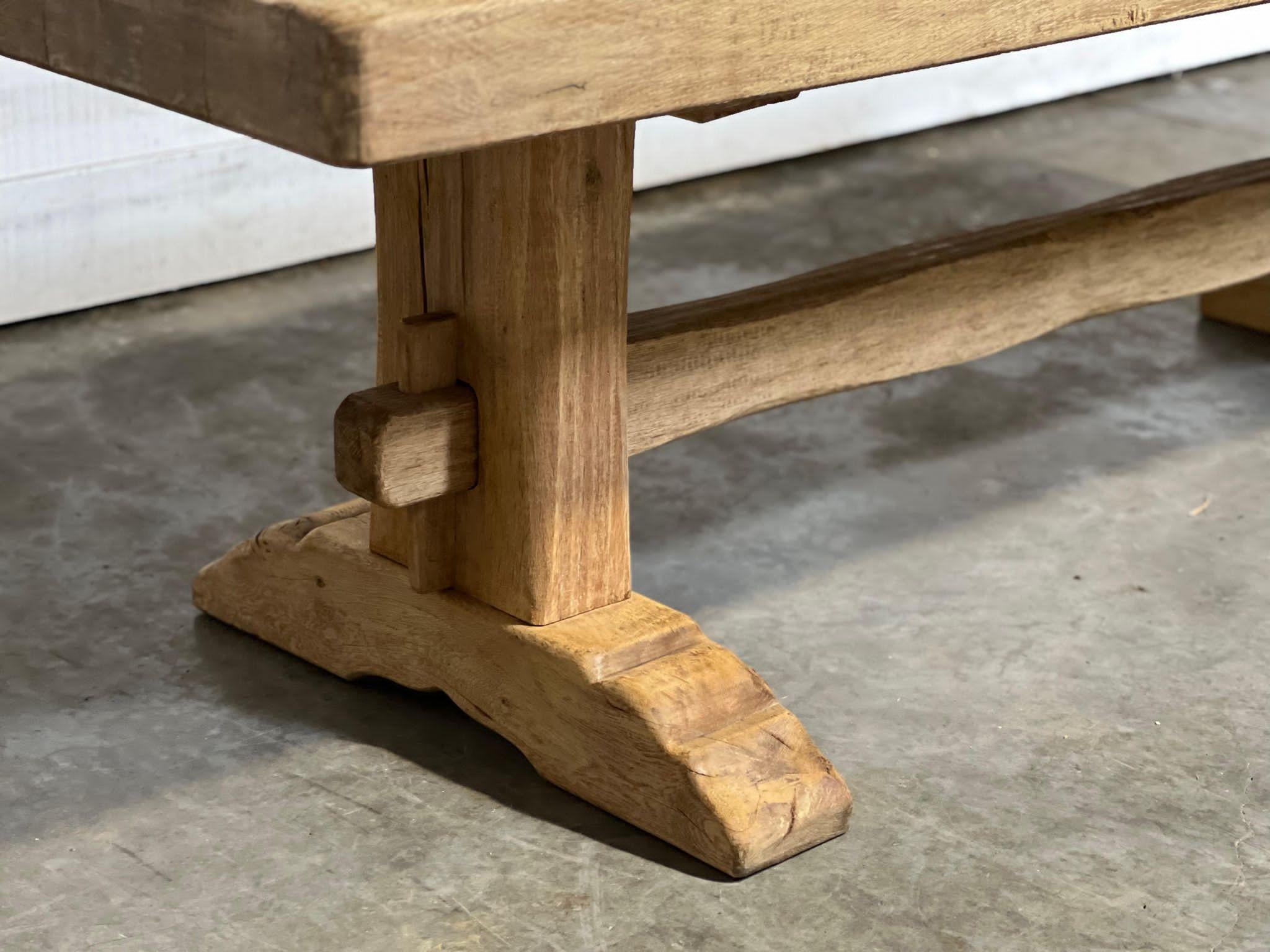 Long and Deep French Bleached Oak Farmhouse Dining Table For Sale at ...