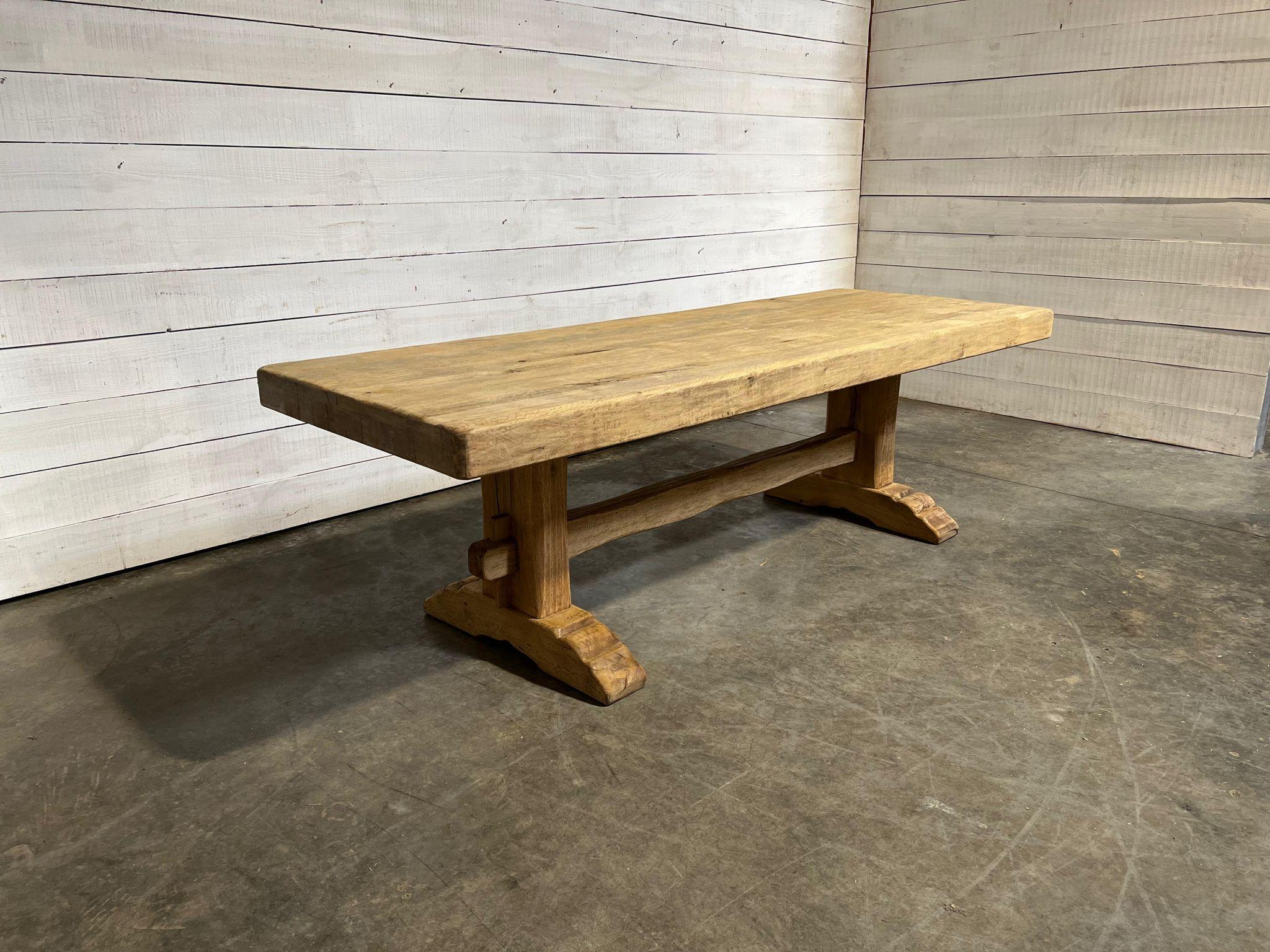 Long and Deep French Bleached Oak Farmhouse Dining Table For Sale at ...