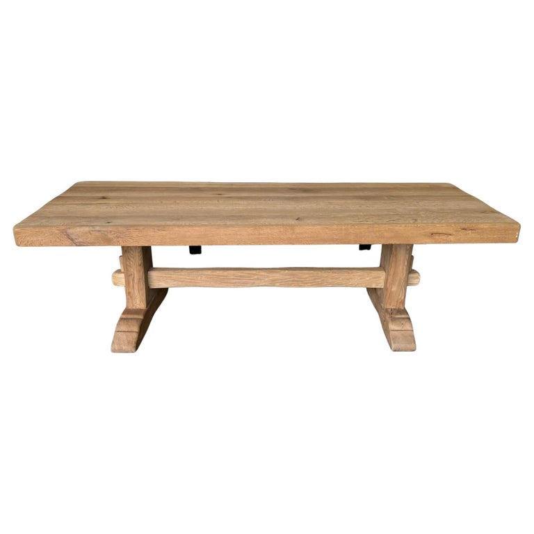Long and Deep French Bleached Oak Farmhouse Dining Table For Sale at ...