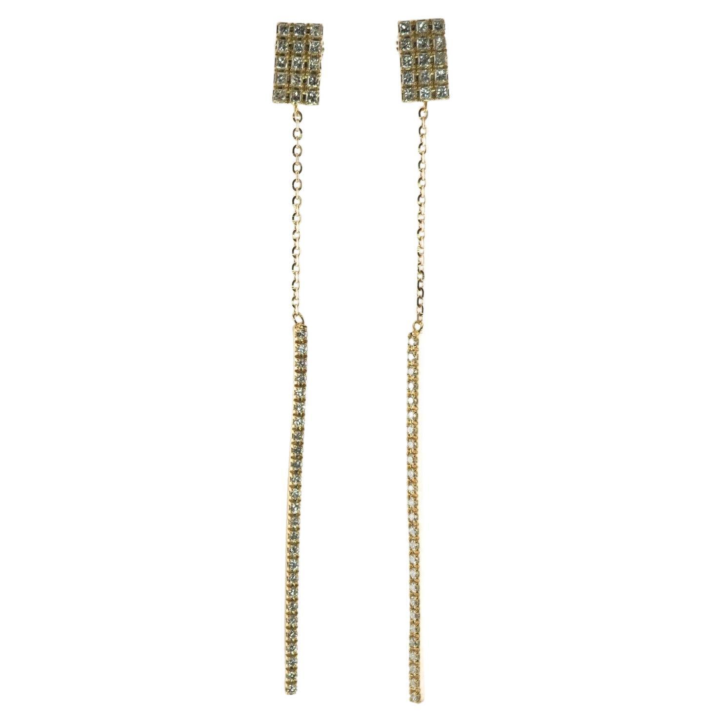 Tiffany and Co. 2003 18 Karat Yellow Gold 1837 Long Bar Dangle Drop ...