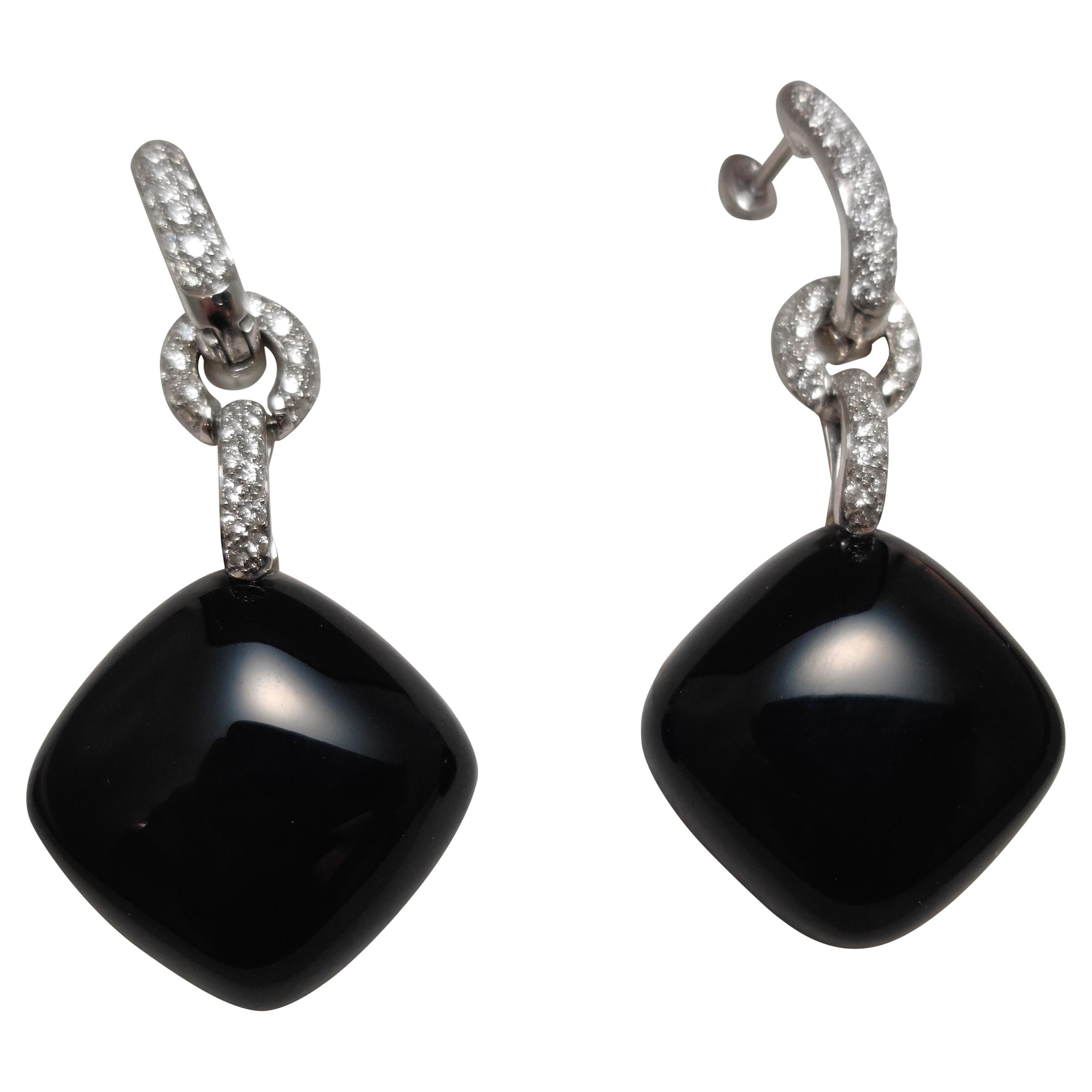 Black Onyx Diamond Gold Earrings For Sale at 1stDibs