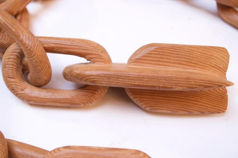 Long Folk Art Hand Carved Pine Whimsy Chain For Sale at 1stDibs