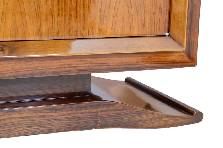 Long French 1930s Art Deco Sideboard in Bright Wood with Bulging Front ...