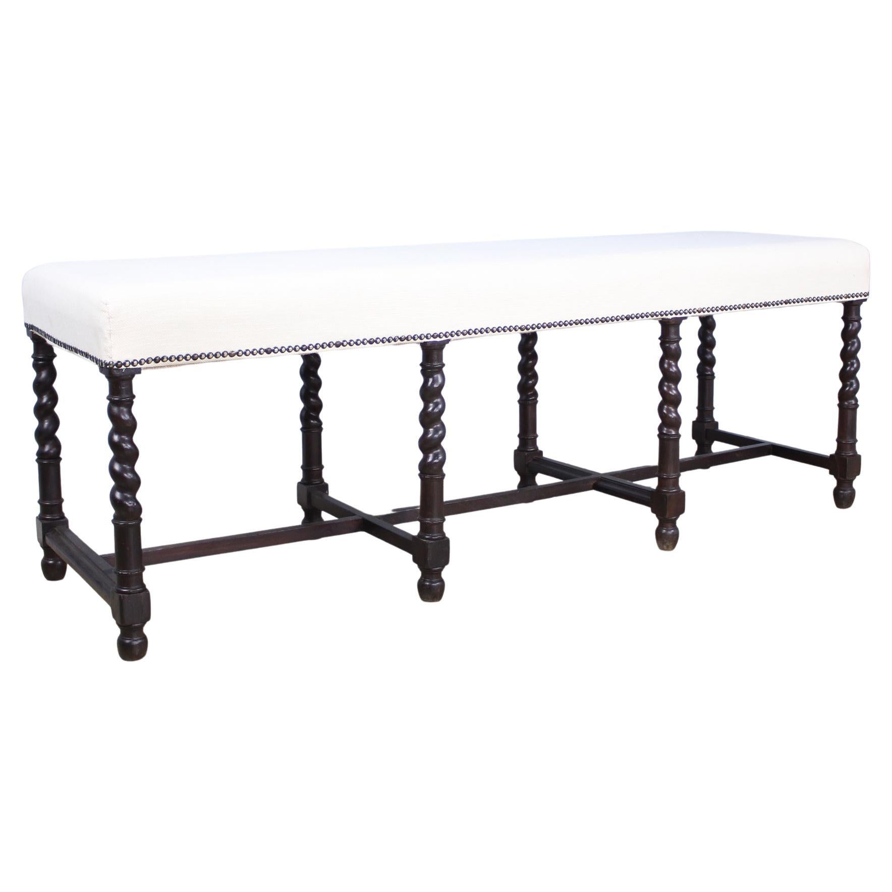 Swedish Painted Barley Twist Bench at 1stDibs