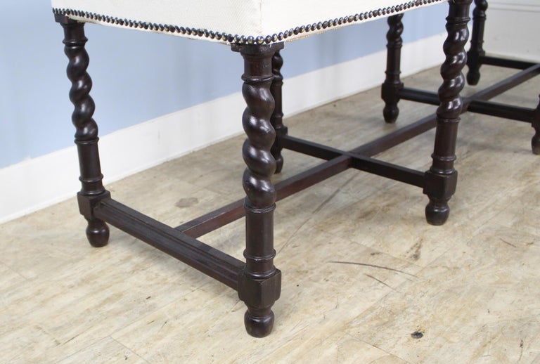 Long French Barley Twist Stool in Walnut at 1stDibs