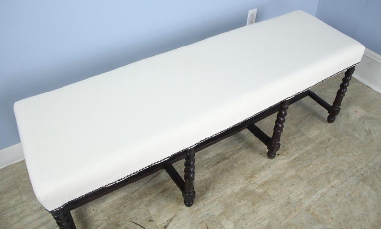 Long French Barley Twist Stool in Walnut at 1stDibs