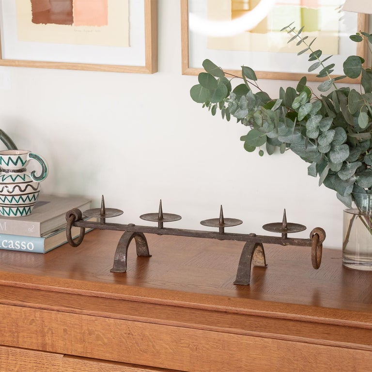 Long French Iron Candlestick For Sale at 1stDibs