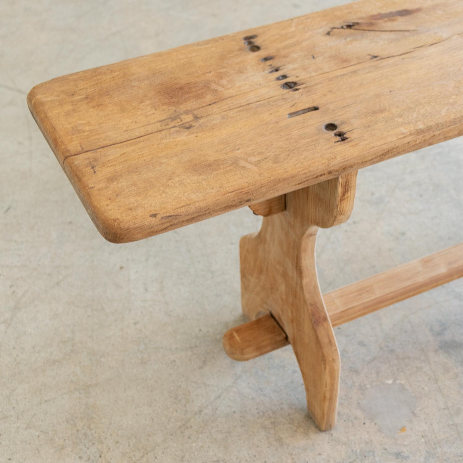 Long French Oak Trestle Bench For Sale at 1stDibs