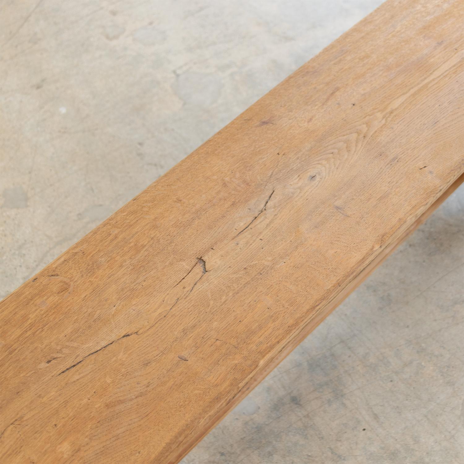 Long French Oak Trestle Bench For Sale at 1stDibs