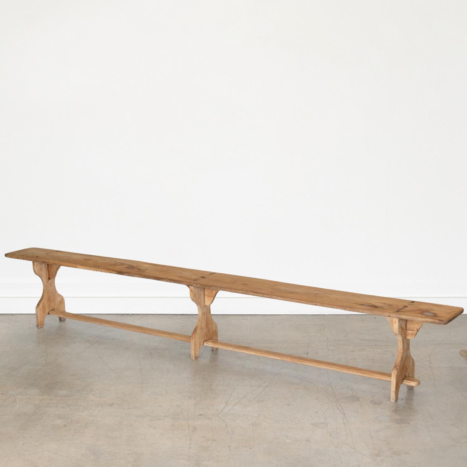 French Gothic Long Bench in Tiger Oak For Sale at 1stDibs