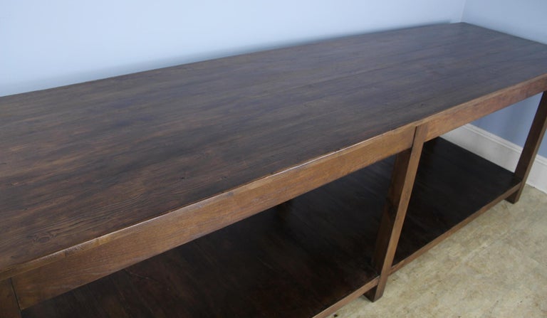Long Fruitwood Draper's Table, Custom Made in France of Old Wood at 1stDibs