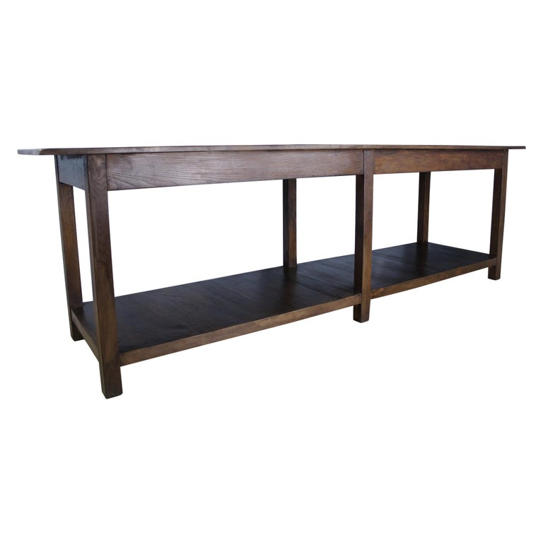 Long Fruitwood Draper's Table, Custom Made in France of Old Wood at 1stDibs