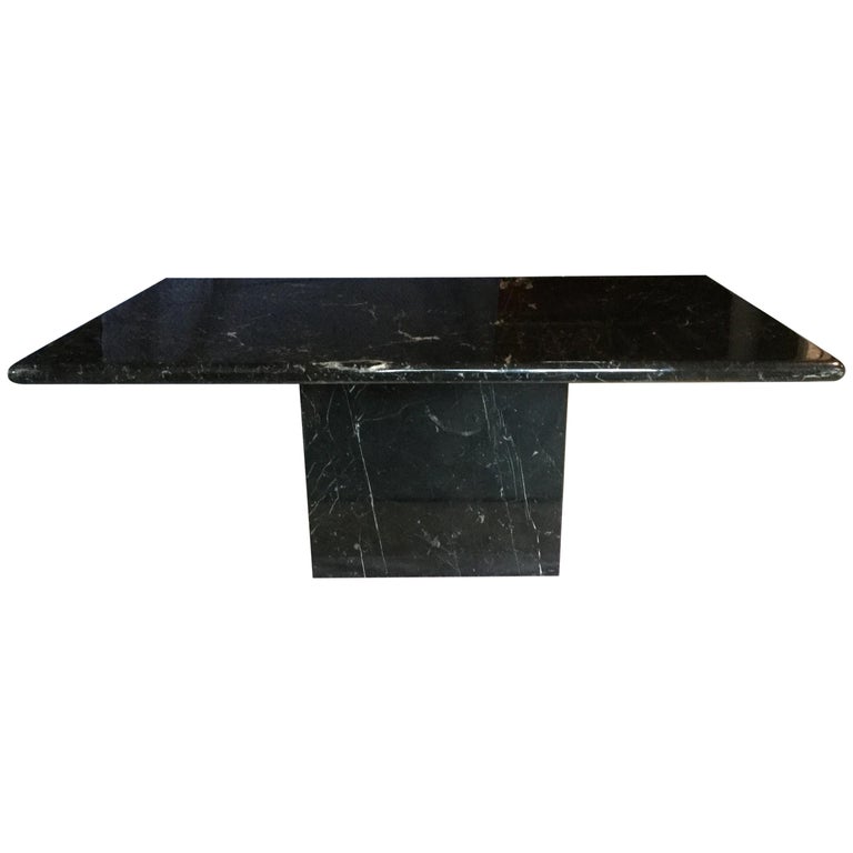 Long Italian Black Marble Dining Table at 1stDibs